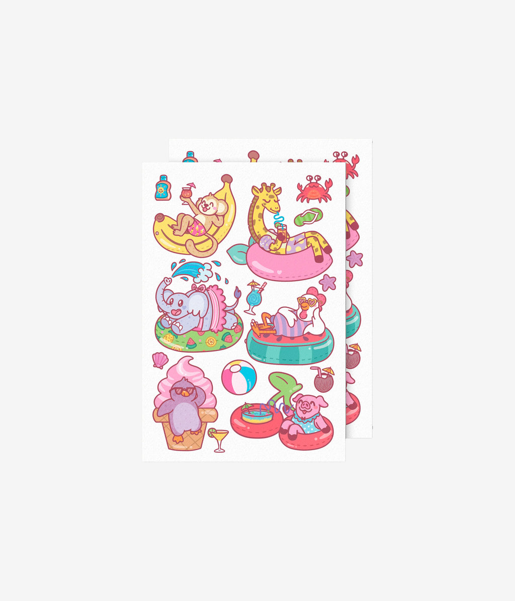 Pool Party Art Temporary Tattoo Sheets Beach Day – HEADSTER KIDS